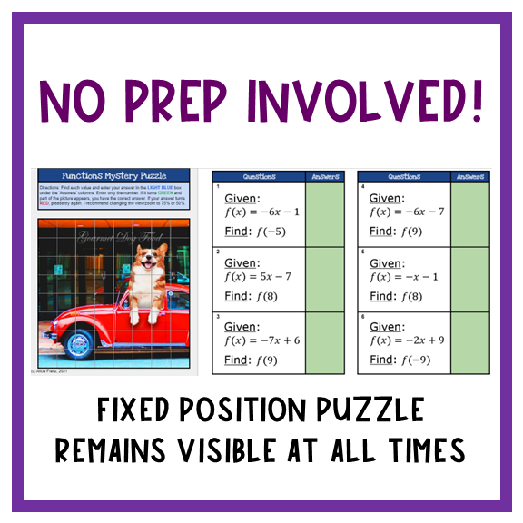 Evaluating Functions Activity Digital Pixel Art Mystery Puzzle | Made ...