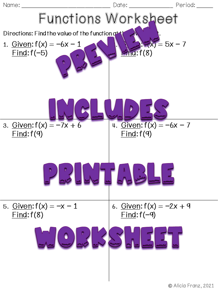 Evaluating Functions Activity Digital Pixel Art Mystery Puzzle | Made ...