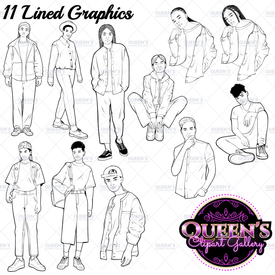 Gender Neutral Teenagers Clipart / LGTBQ Clipart / Teenager Clipart ...