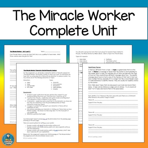 The Miracle Worker Complete Unit | Made By Teachers