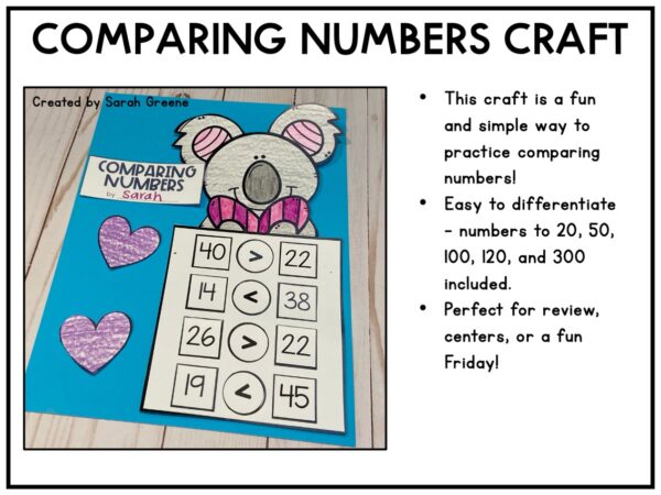 Comparing Numbers Valentine Math Craft | Made By Teachers