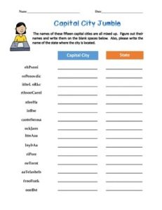 50 States and Capital Cities Worksheets for Upper Elementary Students ...
