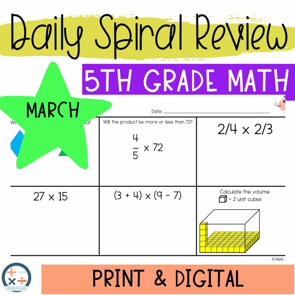 Grade 5 Math Daily Spiral Review for Math Homework or Math Morning Work ...