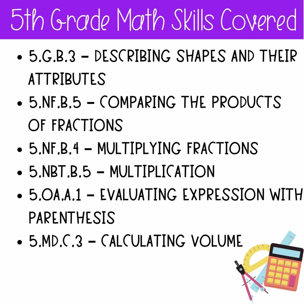 Grade 5 Math Daily Spiral Review for Math Homework or Math Morning Work ...