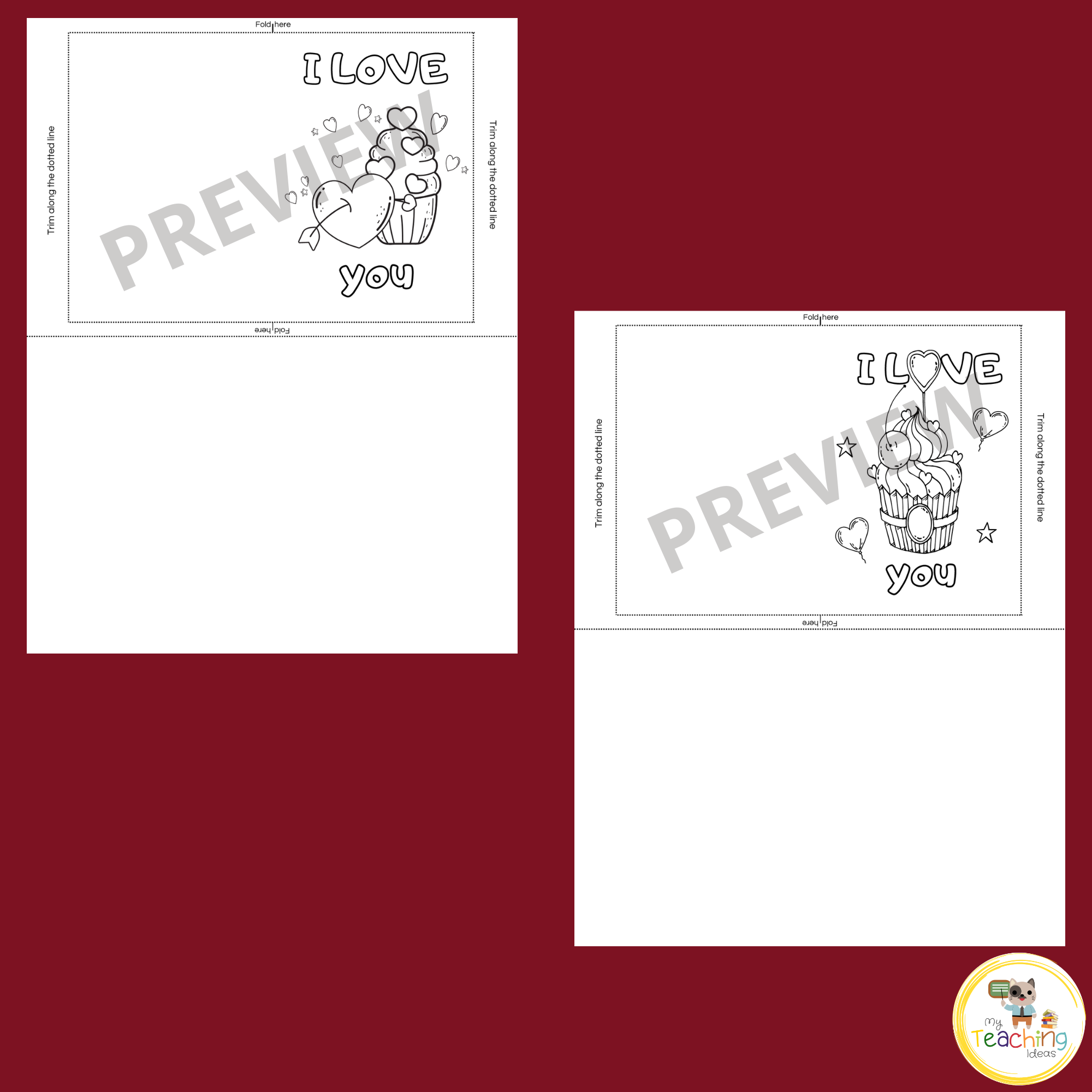 Valentine's day activities | 2 Coloring I love you cards | Valentine's ...