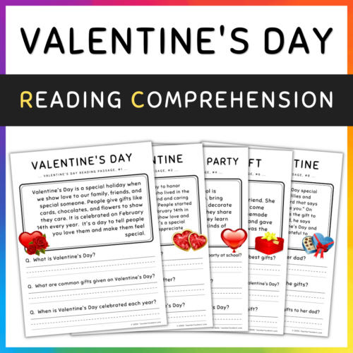 Valentine's Day Reading Comprehension, Reading Activities & Worksheets ...