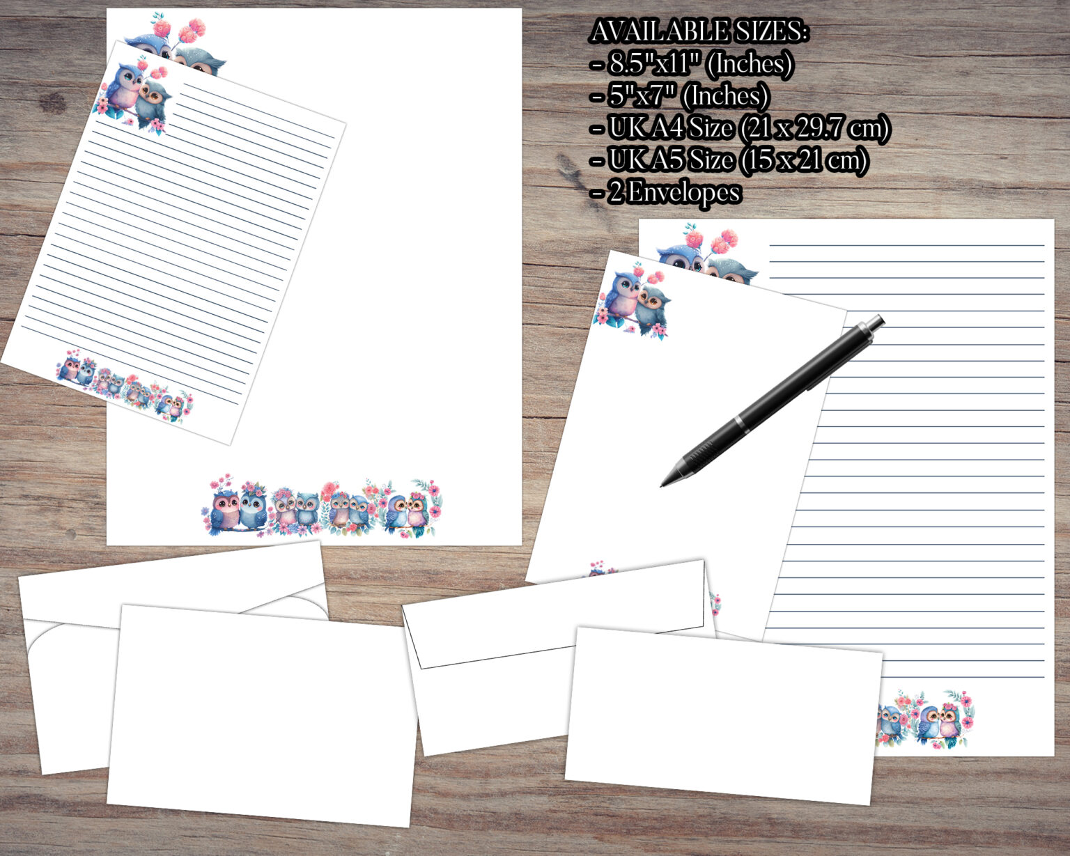 Animals Theme Stationary Set Bundle, Printable Cute Stationary Kits ...