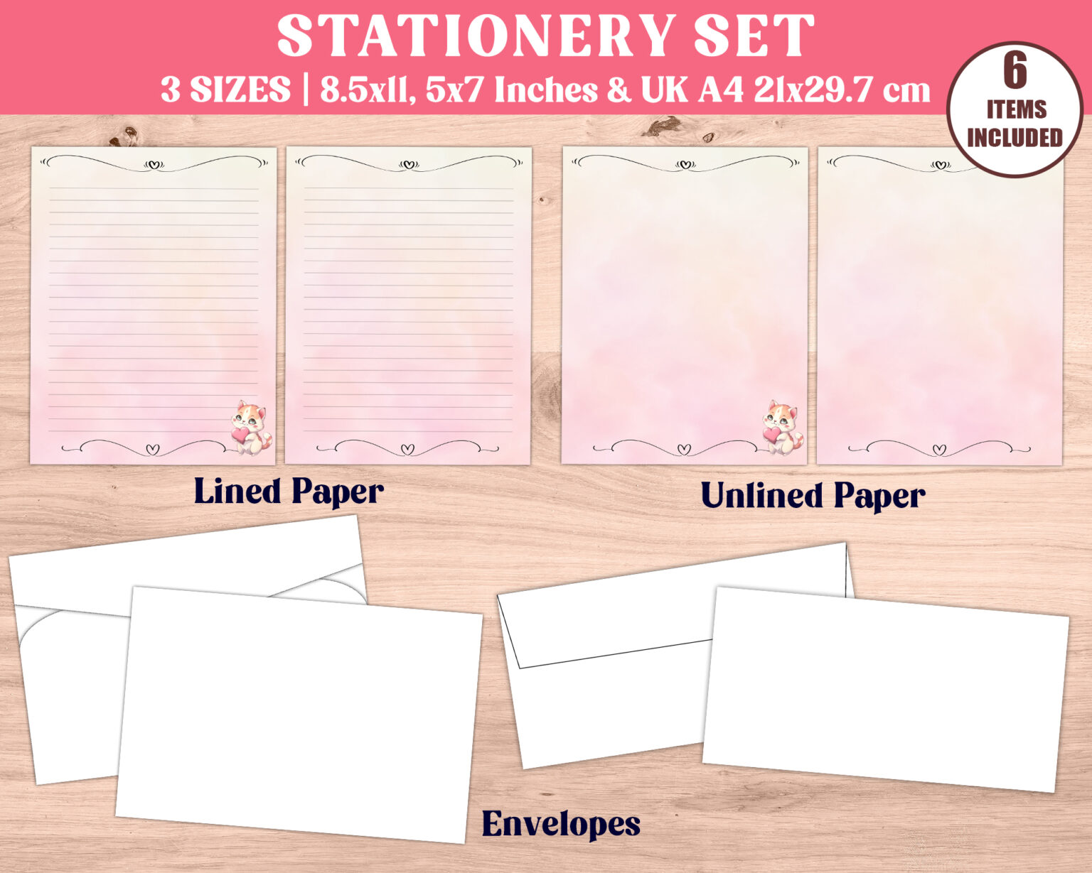 Animals Theme Stationary Set Bundle, Printable Cute Stationary Kits ...