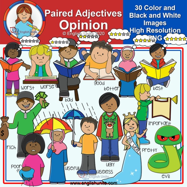 Clip Art - Paired Adjectives - Opinion | Made By Teachers
