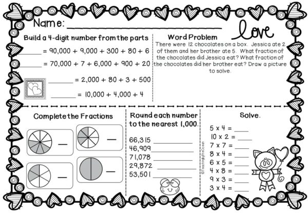 3rd Grade Math Morning Work - Valentine's Day | Made By Teachers