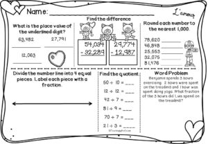 3rd Grade Math Morning Work - Valentine's Day | Made By Teachers