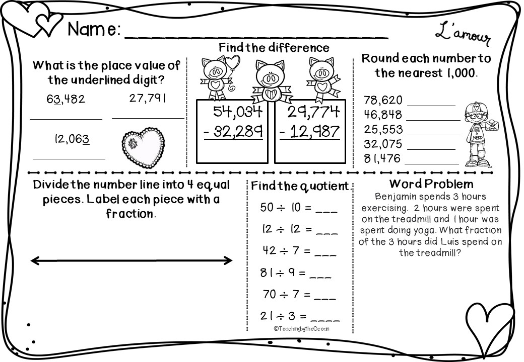 3rd Grade Math Morning Work - Valentine's Day | Made By Teachers