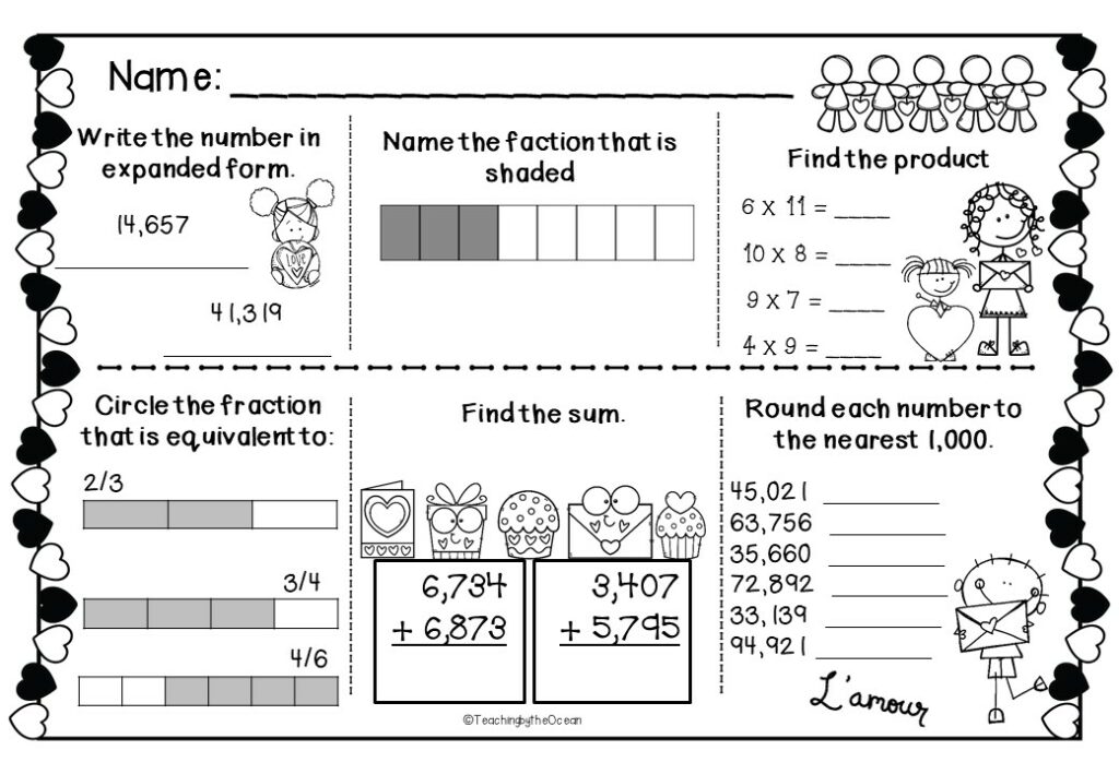 3rd Grade Math Morning Work - Valentine's Day | Made By Teachers
