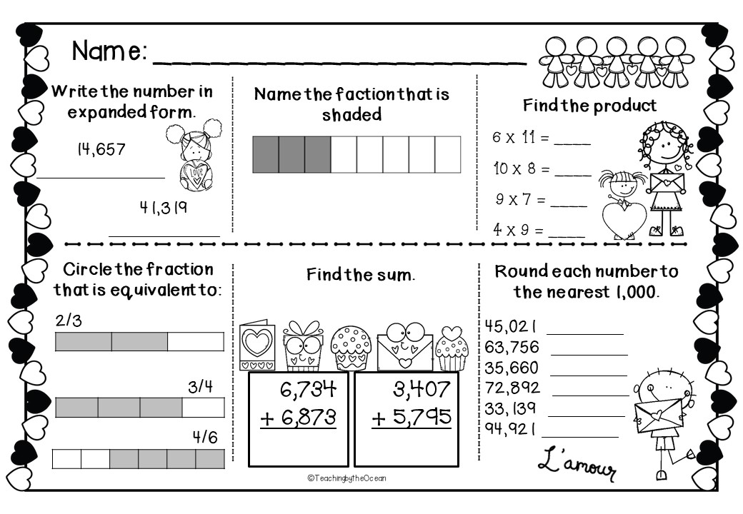 3rd Grade Math Morning Work - Valentine's Day | Made By Teachers