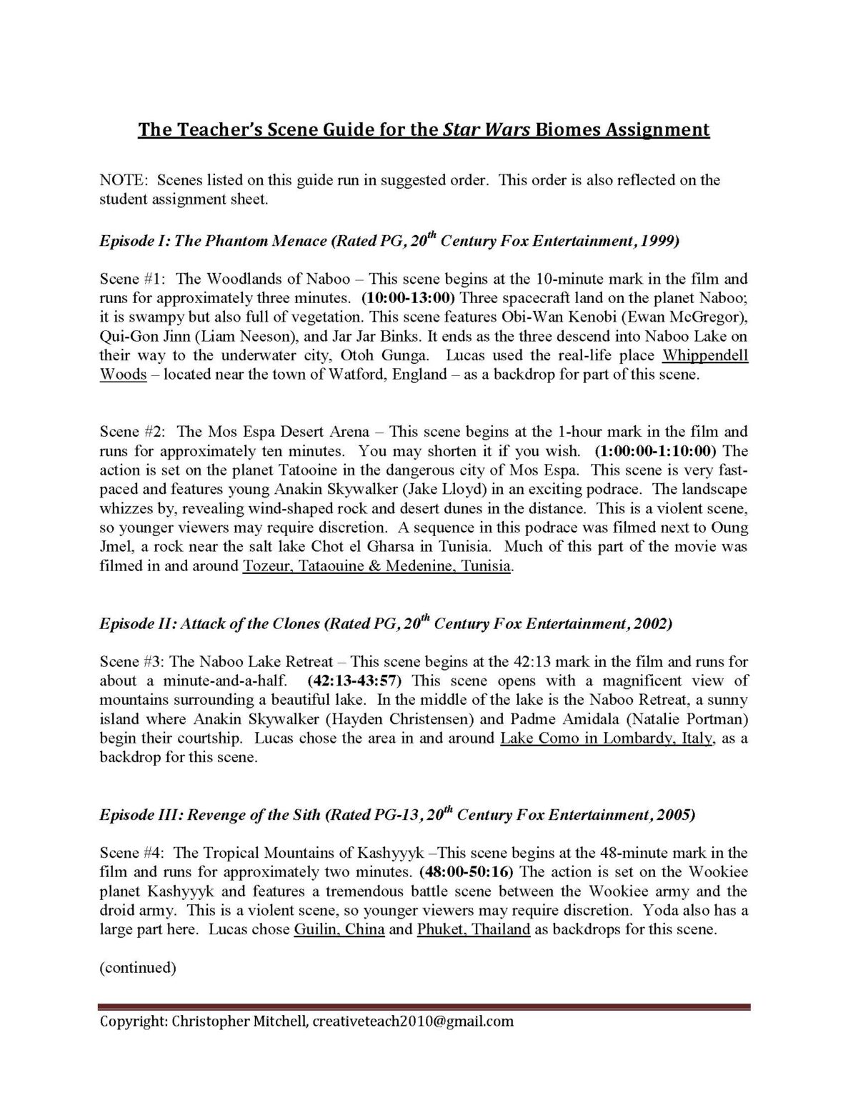 Identify Biomes with Star Wars Movies Project - Geography & Earth ...