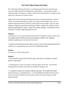 The World Cultures Theme Park Map Project for Social Studies or World ...