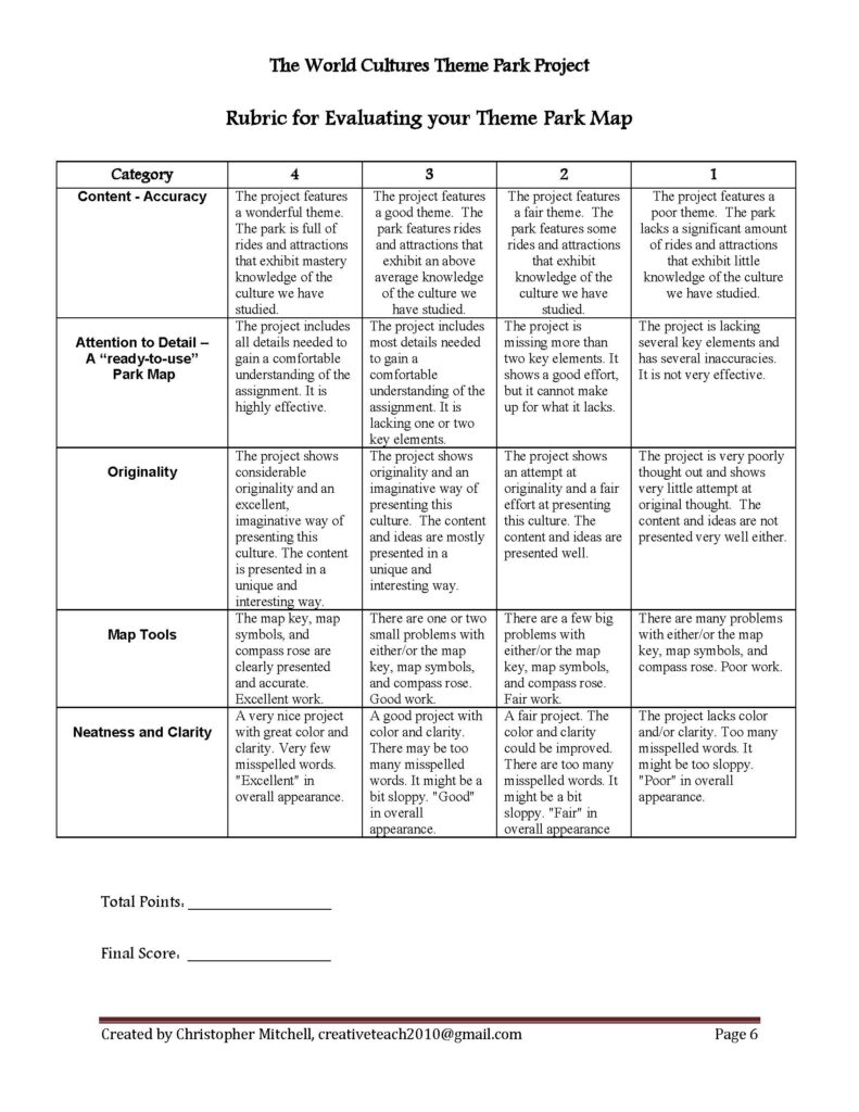The World Cultures Theme Park Map Project for Social Studies or World ...