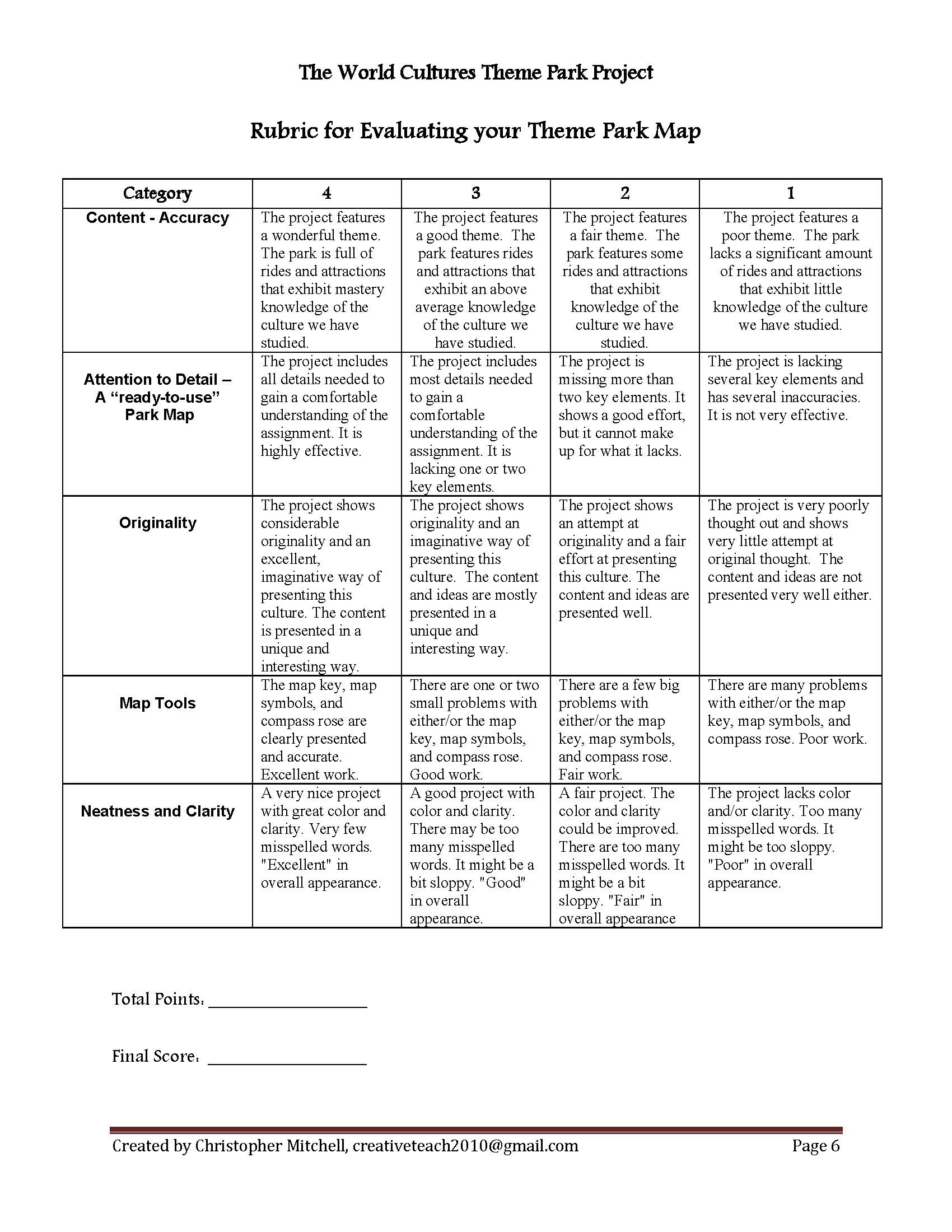 The World Cultures Theme Park Map Project for Social Studies or World ...