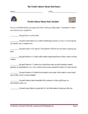 The World Cultures Theme Park Map Project for Social Studies or World ...