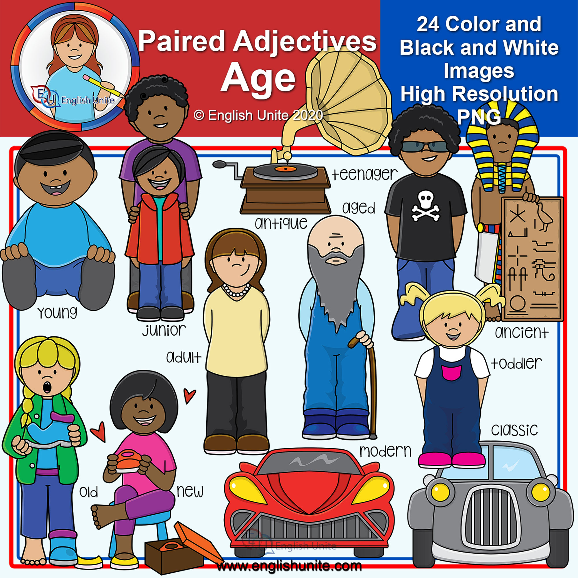 Clip Art - Paired Adjectives - Age | Made By Teachers