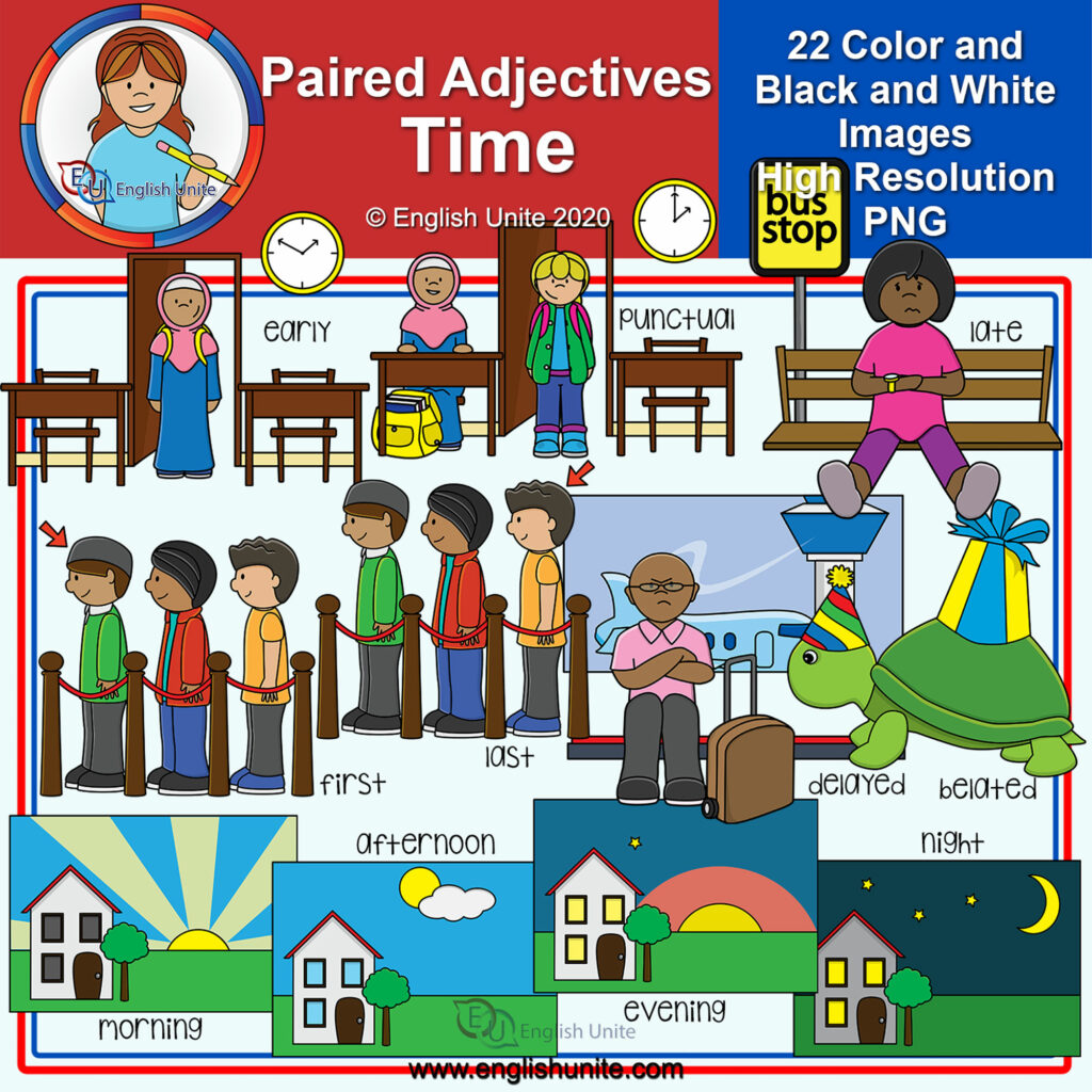Clip Art - Paired Adjectives - Time | Made By Teachers