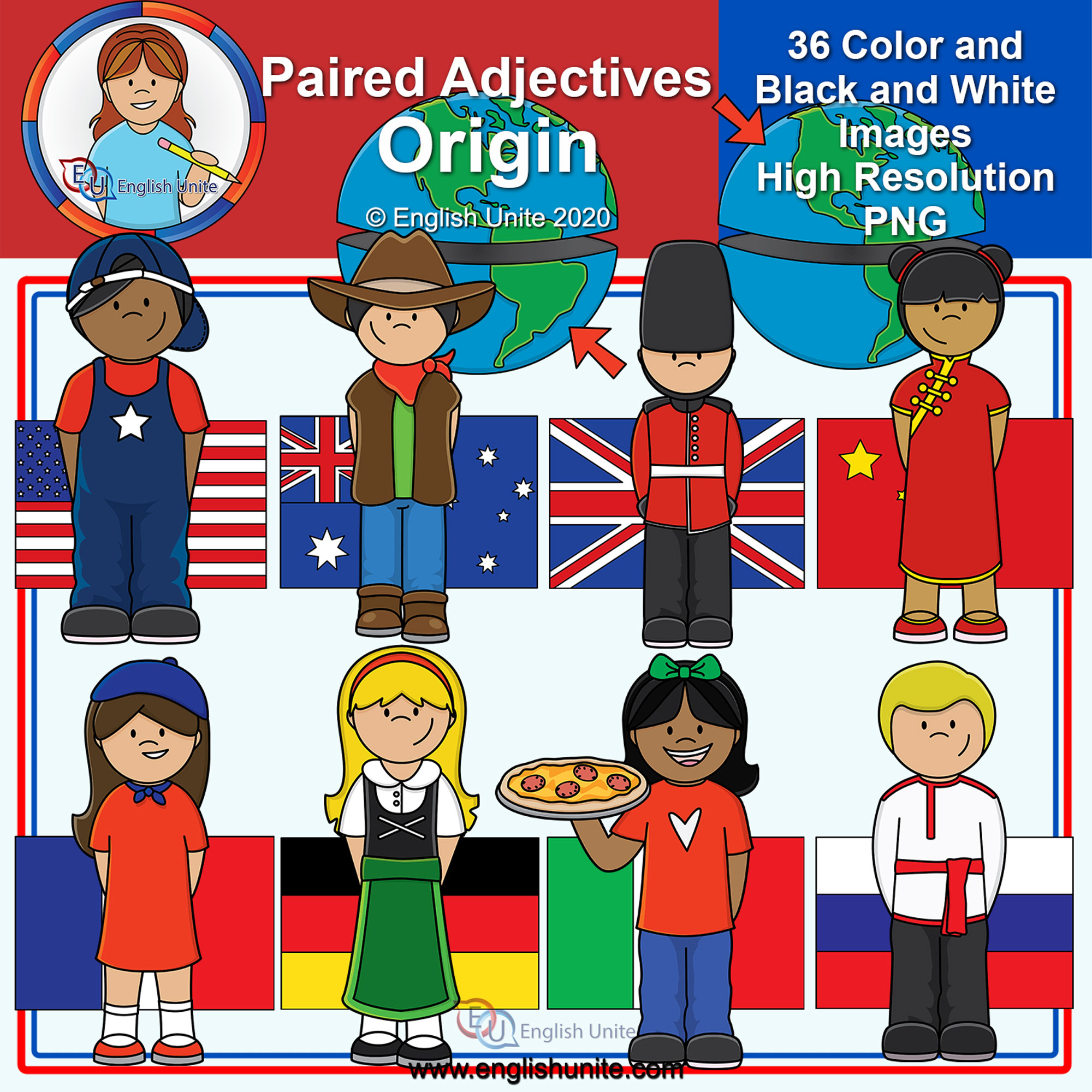 Clip Art - Paired Adjectives - Origin | Made By Teachers