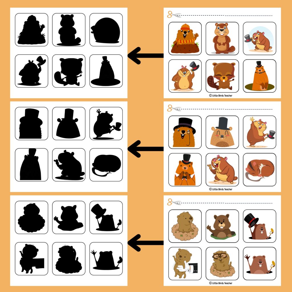 Groundhog Day Shadow Matching Cards | Preschool and Kindergarten ...