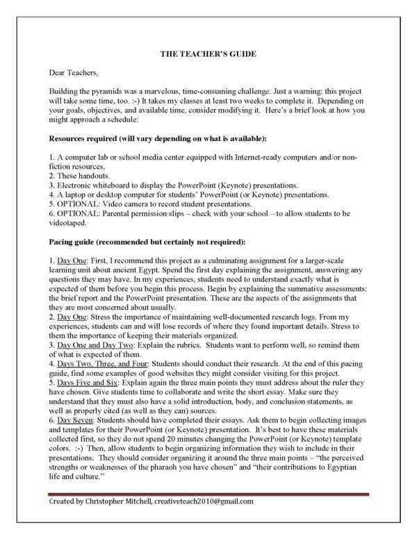 Ancient Egypt Pharaohs Role-Playing Research Project | Made By Teachers