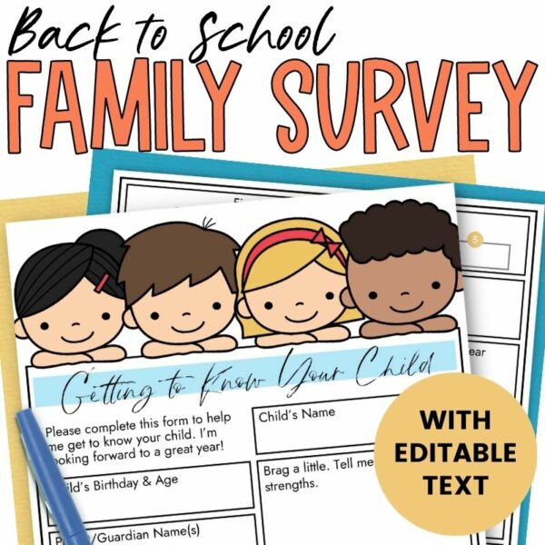 Back to School Parent Survey - Editable - Color and Black and White ...