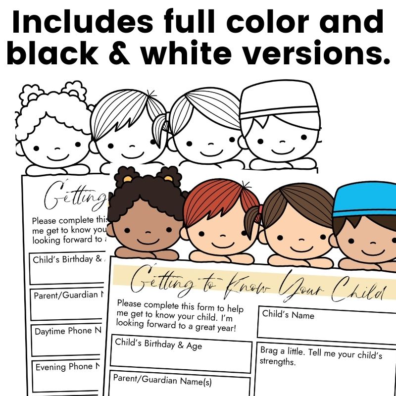 Back to School Parent Survey - Editable - Color and Black and White ...