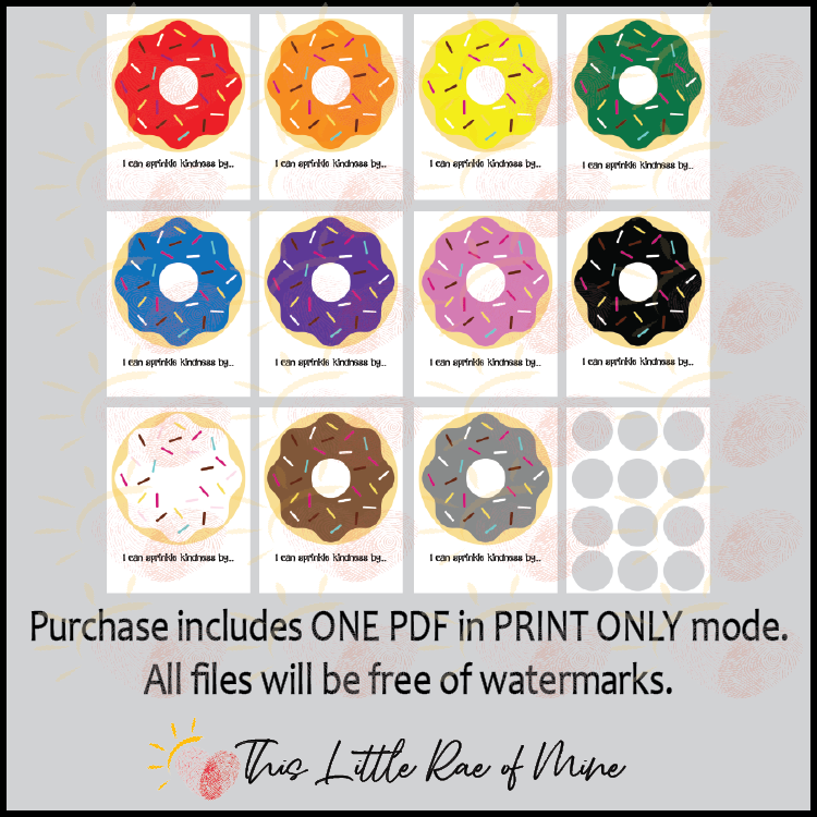 Sprinkle Kindness Donut - Photo - Keepsake - Printable - love ...