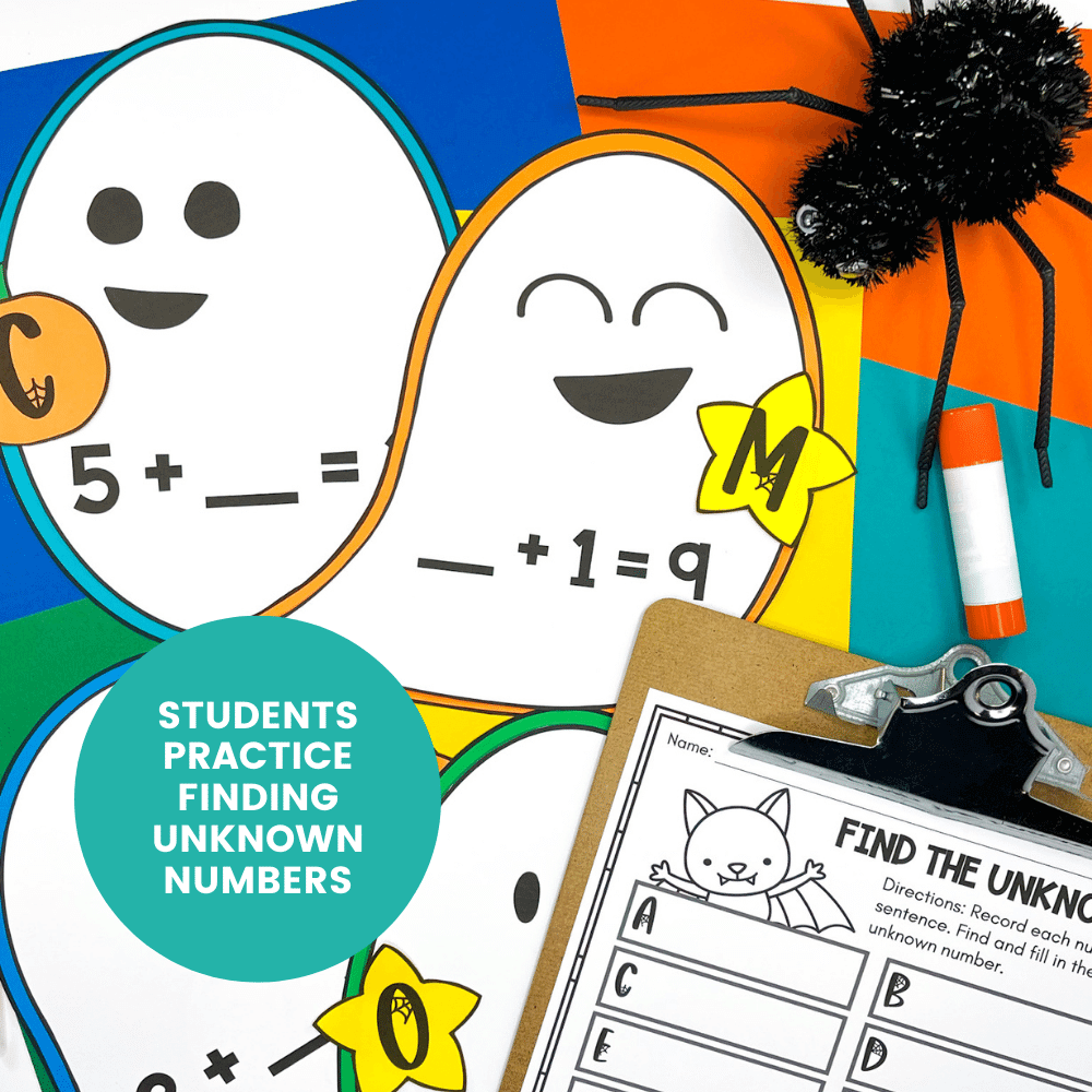 Halloween Math Craft Interactive Bulletin Board Ghosts - Finding ...
