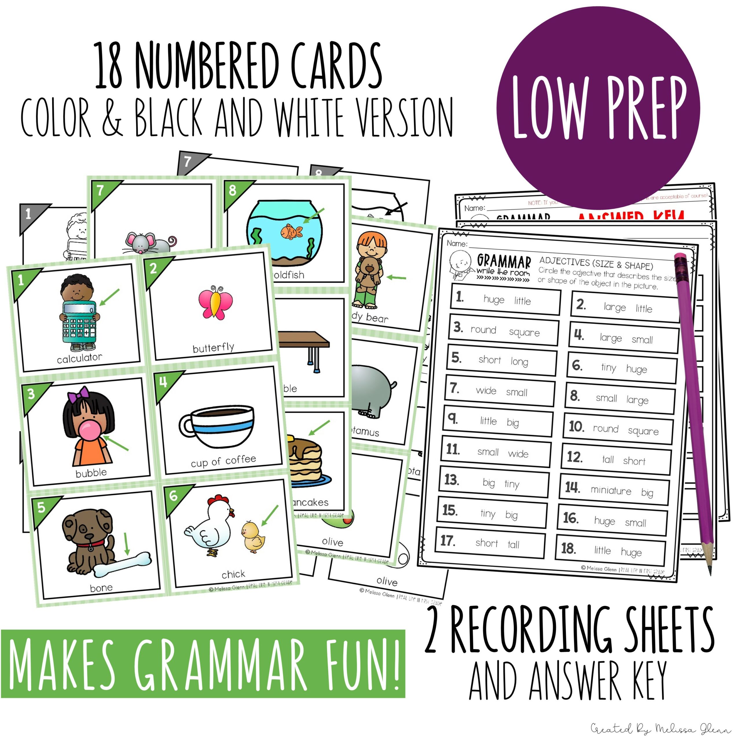 Adjectives for Size and Shape Activity for Grammar | Made By Teachers