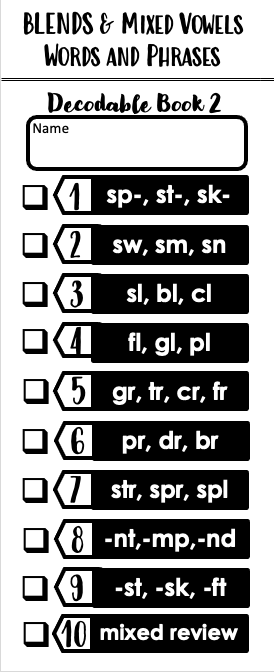 Decodable Book 2: Blends with Mixed Short Vowel Words and Phrases ...