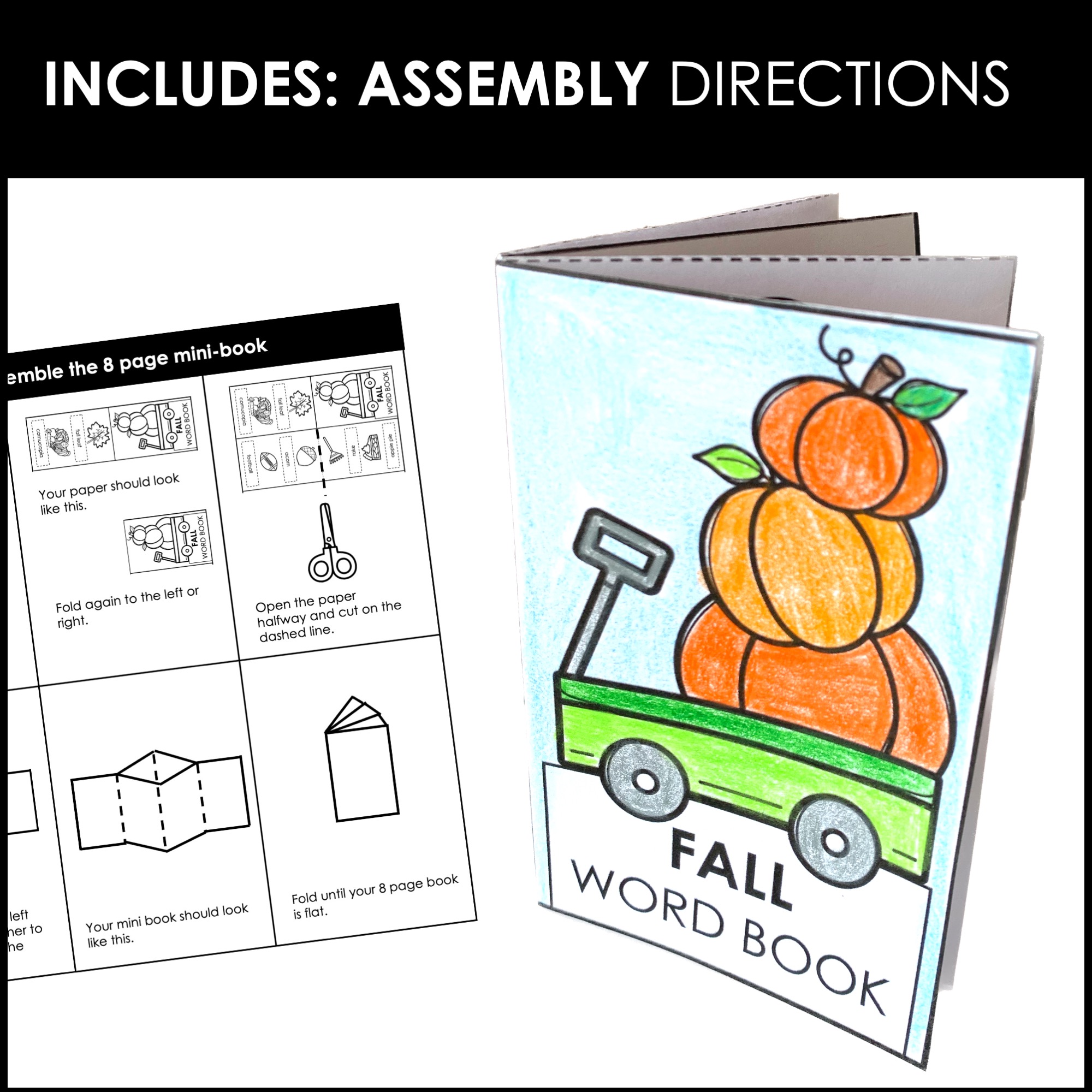 Fall Vocabulary Word Mini Book | ESL Autumn Picture Dictionary Activity ...