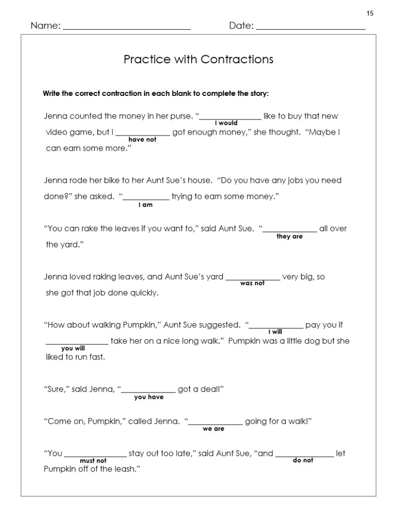 66 Contractions! - 31 worksheet pages - Scaffolded - Grades 3-4-5 ...