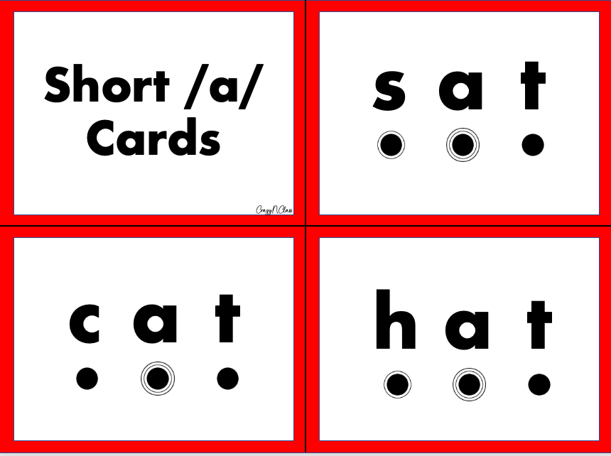 Continuous Blending Practice Cards for Short Vowels (3 Sounds/CVC ...