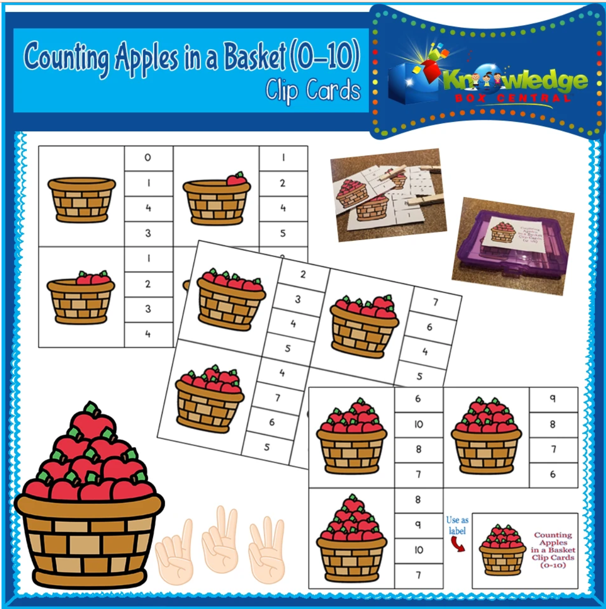 Counting Apples in Baskets Clip Cards (0-10) | Made By Teachers