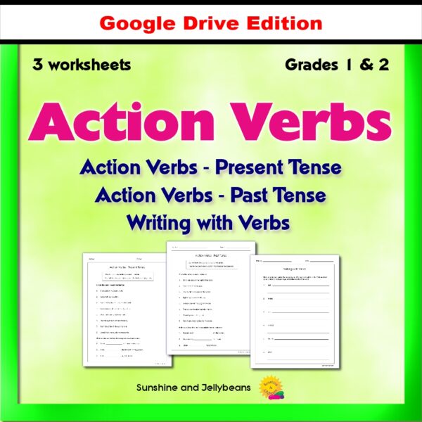 Action Verbs - Present and Past Tense - 3 worksheets - Grades 1-2 ...