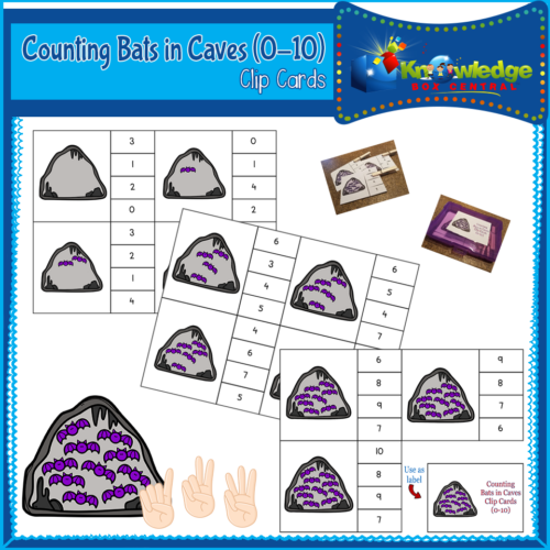Counting Bats in Caves Clip Cards (0-10) | Made By Teachers