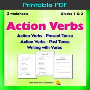 Action Verbs - Present and Past Tense - 3 worksheets - Grades 1-2 ...