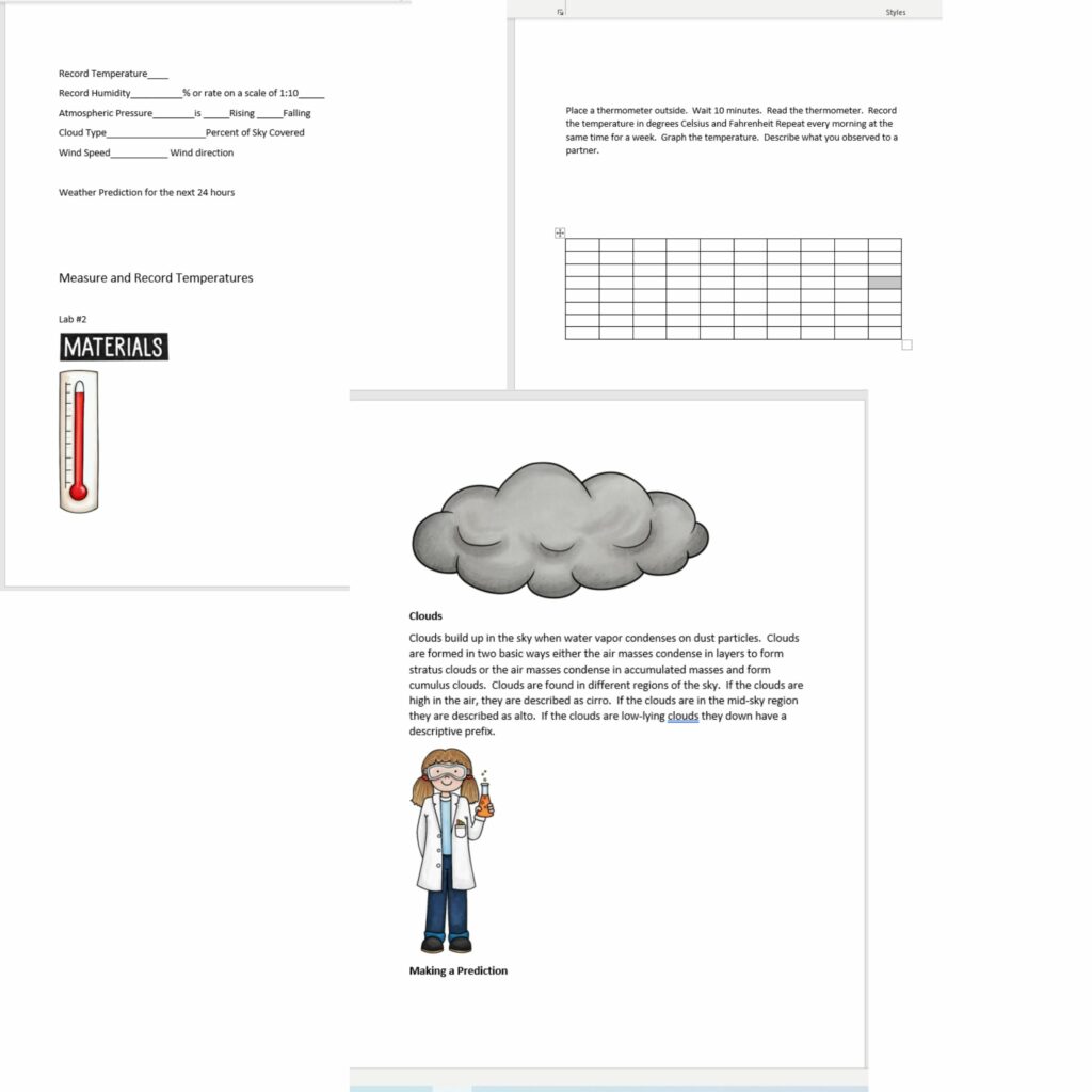 Weather Tracking Journal and two mini labs Middle School Science ...