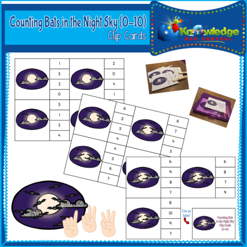 Counting Bats in the Night Sky Clip Cards (0-10) | Made By Teachers