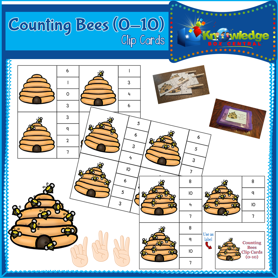 Counting Bees Clip Cards (0-10) | Made By Teachers
