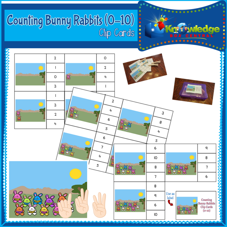 Counting Bunny Rabbits Clip Cards (0-10) | Made By Teachers