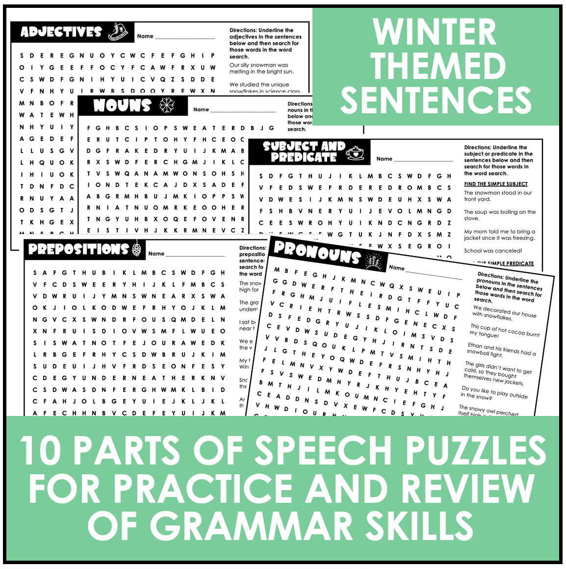Winter Grammar Activity Word Searches | Made By Teachers