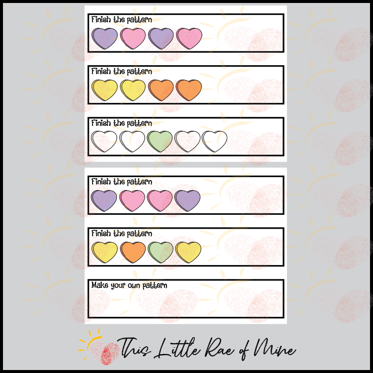 Valentine's Day Activity - Color - sorting - patterns - matching game ...