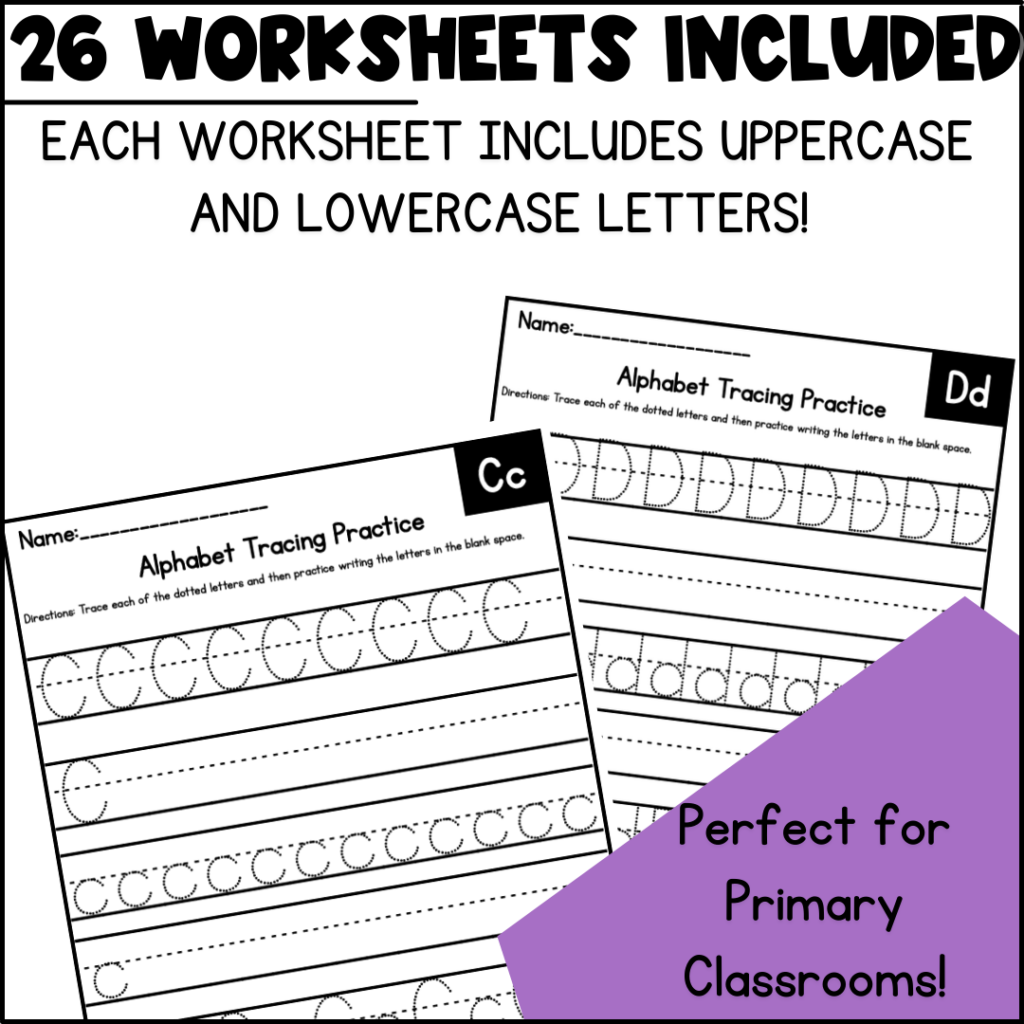Alphabet Letter Tracing Practice for Early Elementary - Letter Tracing ...