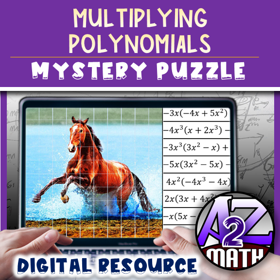 Multiplying Polynomials by Monomials Activity Digital Pixel Art Mystery ...