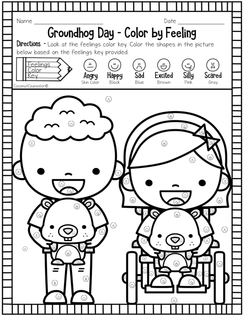 Groundhog Day Color by Feeling Worksheets | Made By Teachers